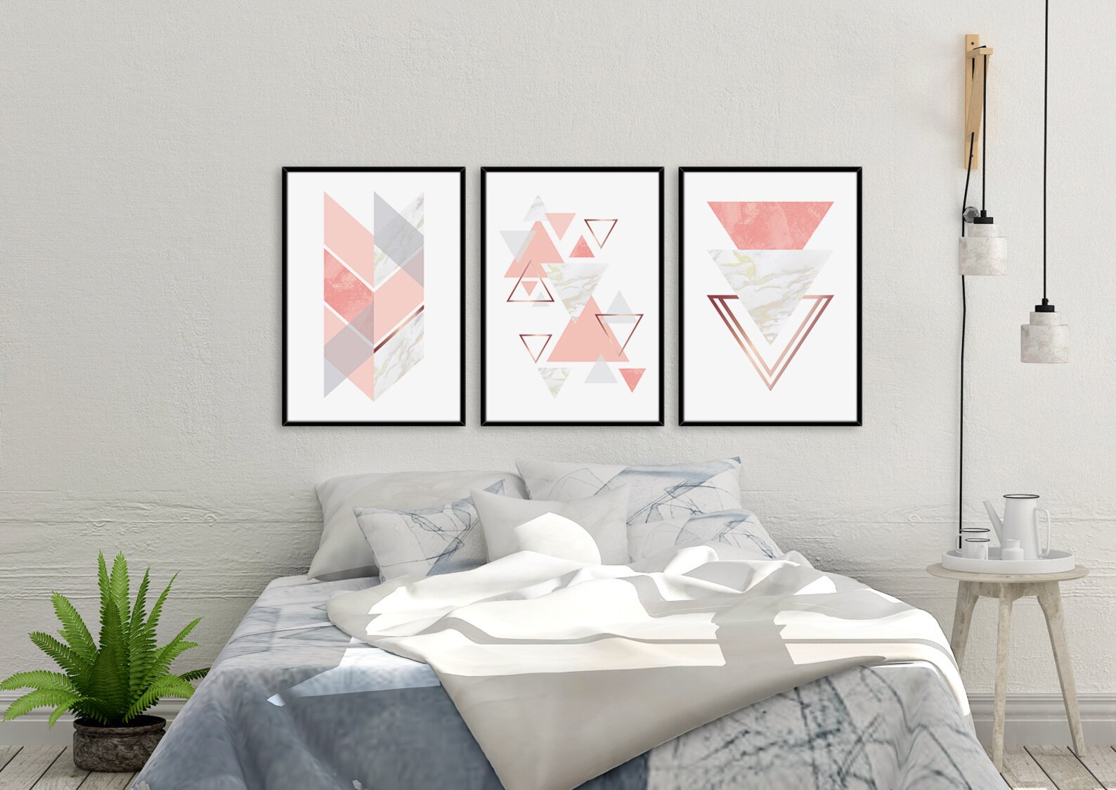 Light Pink Geometric Shapes Light Pink Triangles Light | Etsy