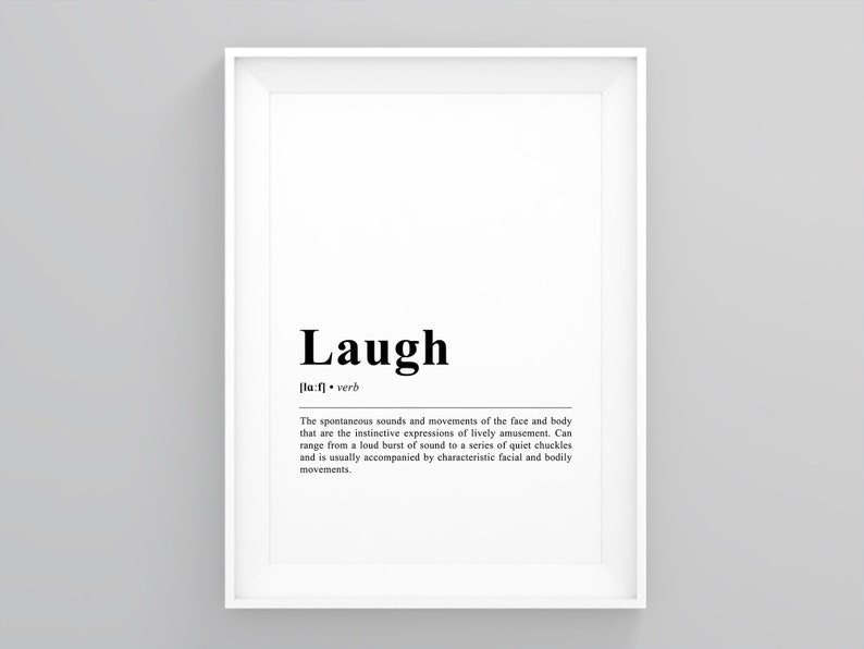 Laugh Funny Definition Wall Art Home Art Decor Definition | Etsy