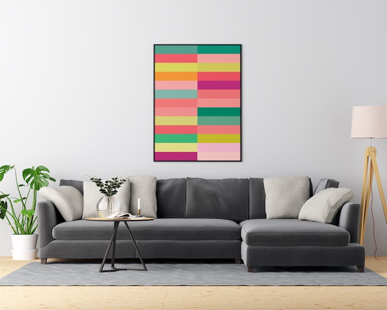 Pastel Color Bars Minimalist Poster Mid Century Print - Etsy