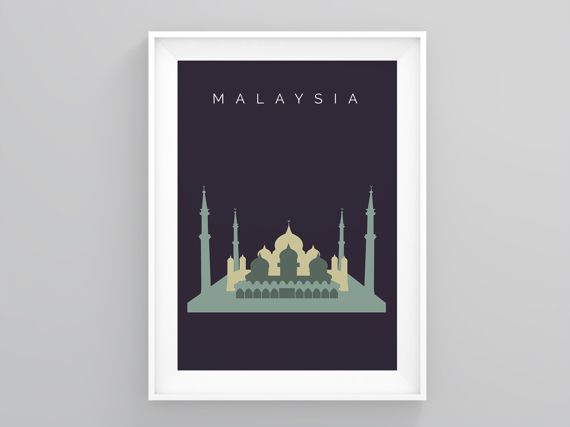 Malaysia Travel Poster Crystal Mosque Kuala Terengganu | Etsy