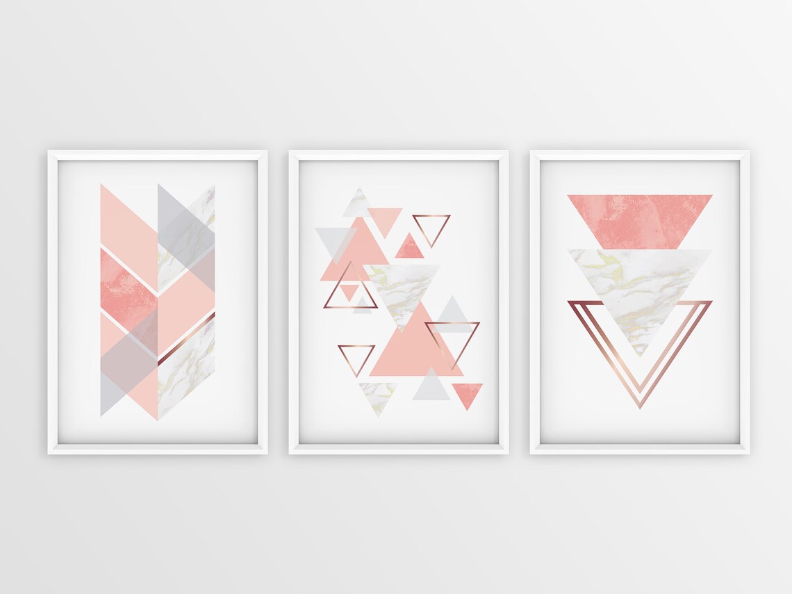 Light Pink Geometric Shapes Light Pink Triangles Light | Etsy