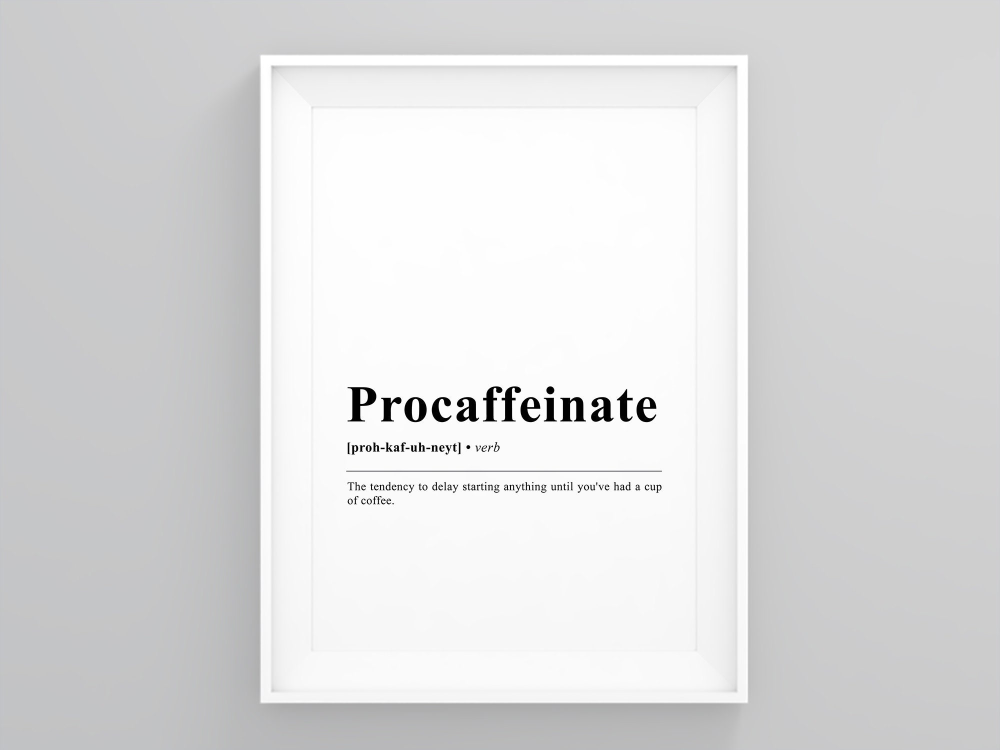 Procaffeinate Funny Definition Art Typography Wall Art Home | Etsy