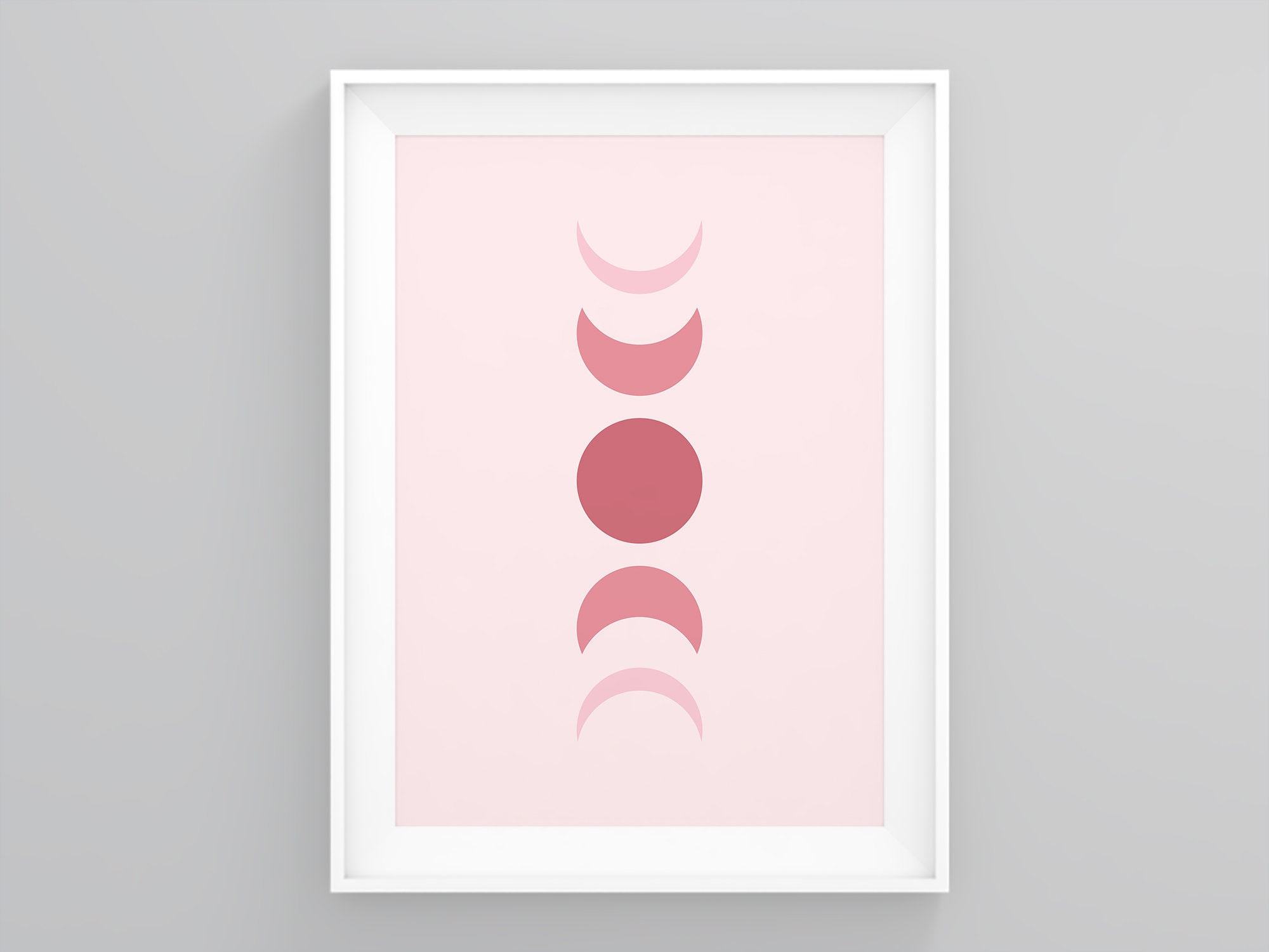 Pink Moon Phases Geometric Wall Art Mid Century Art - Etsy