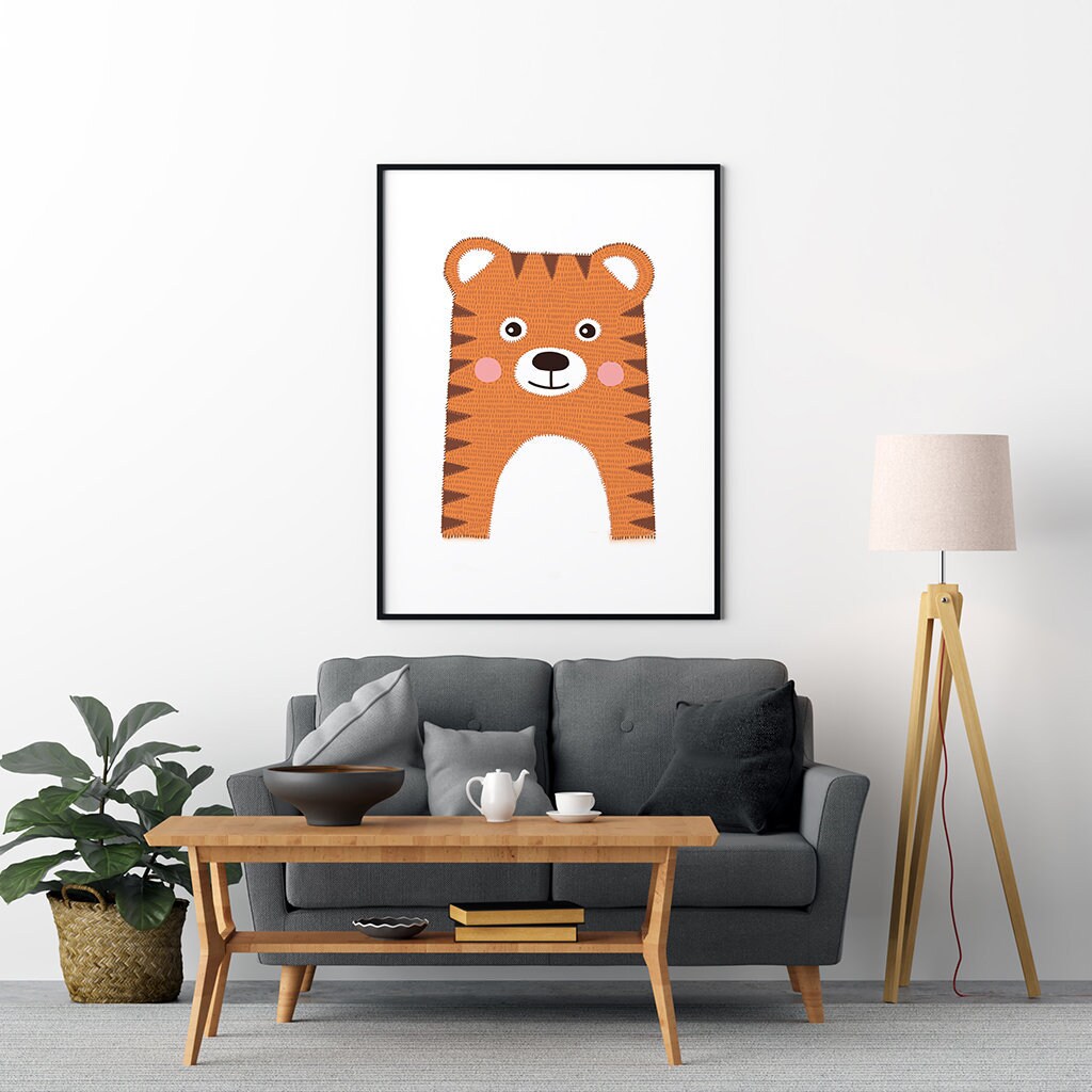 Tiger Poster Childrens Playroom Print Safari Animals Tiger | Etsy