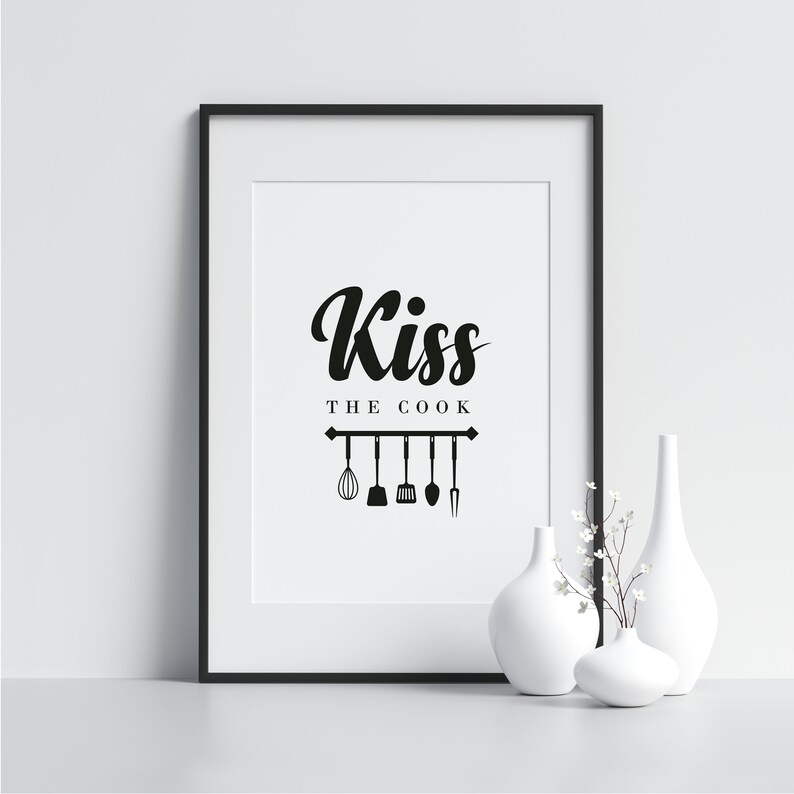 Kiss the Cook Dining Room Wall Art Kitchen Prints Dining | Etsy