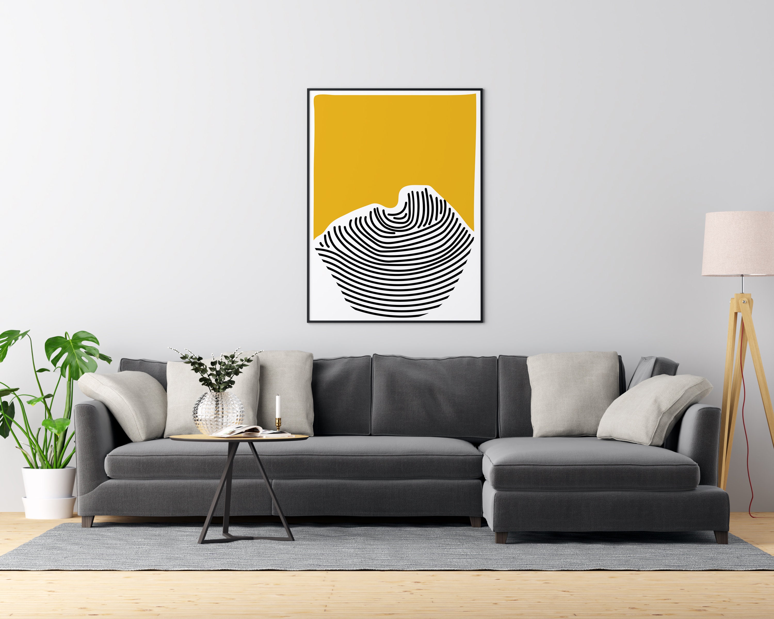 Irregular Shape With Yellow Background Colourful Abstract | Etsy