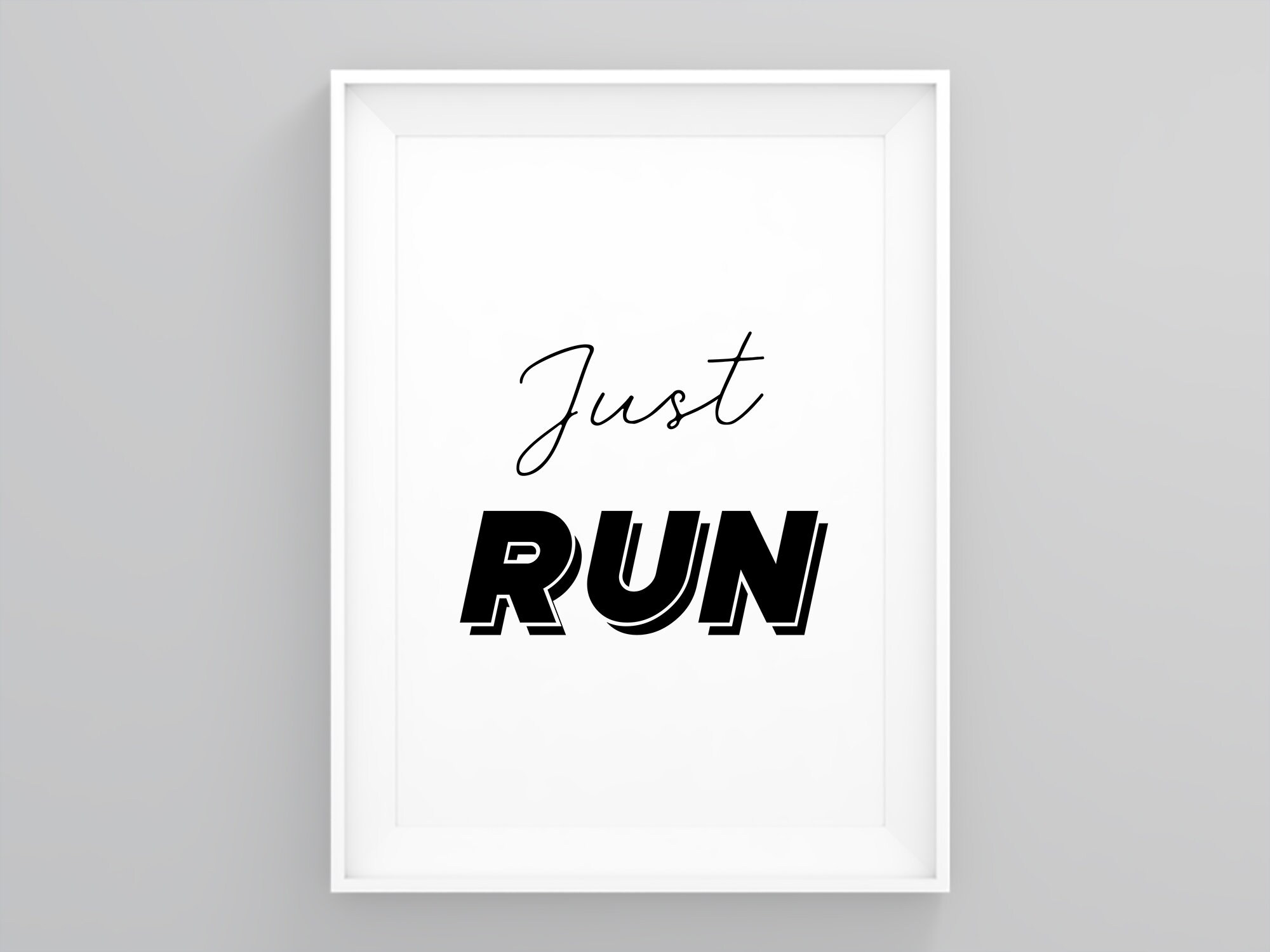 Gym Motivation Just Run Bodybuilder Gift Modern Wall Art | Etsy