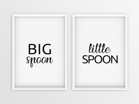 Big Spoon Little Spoon Bedroom Print Set 2 Piece Framed | Etsy