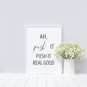 Ah Push It Push It Real Good, Humour Bathroom Art, Bathroom Gift ...