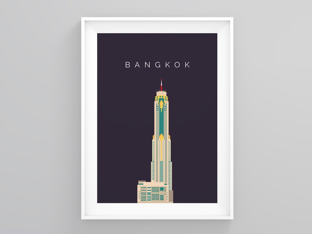 Bankok Traveller Wall Art, Baiyoke Tower Ii, Travel Decor, Bankok Art ...