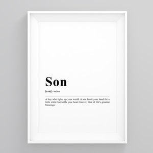 Son, Definition Wall Art, Dictionary Art, Funny Definition Wall Art ...