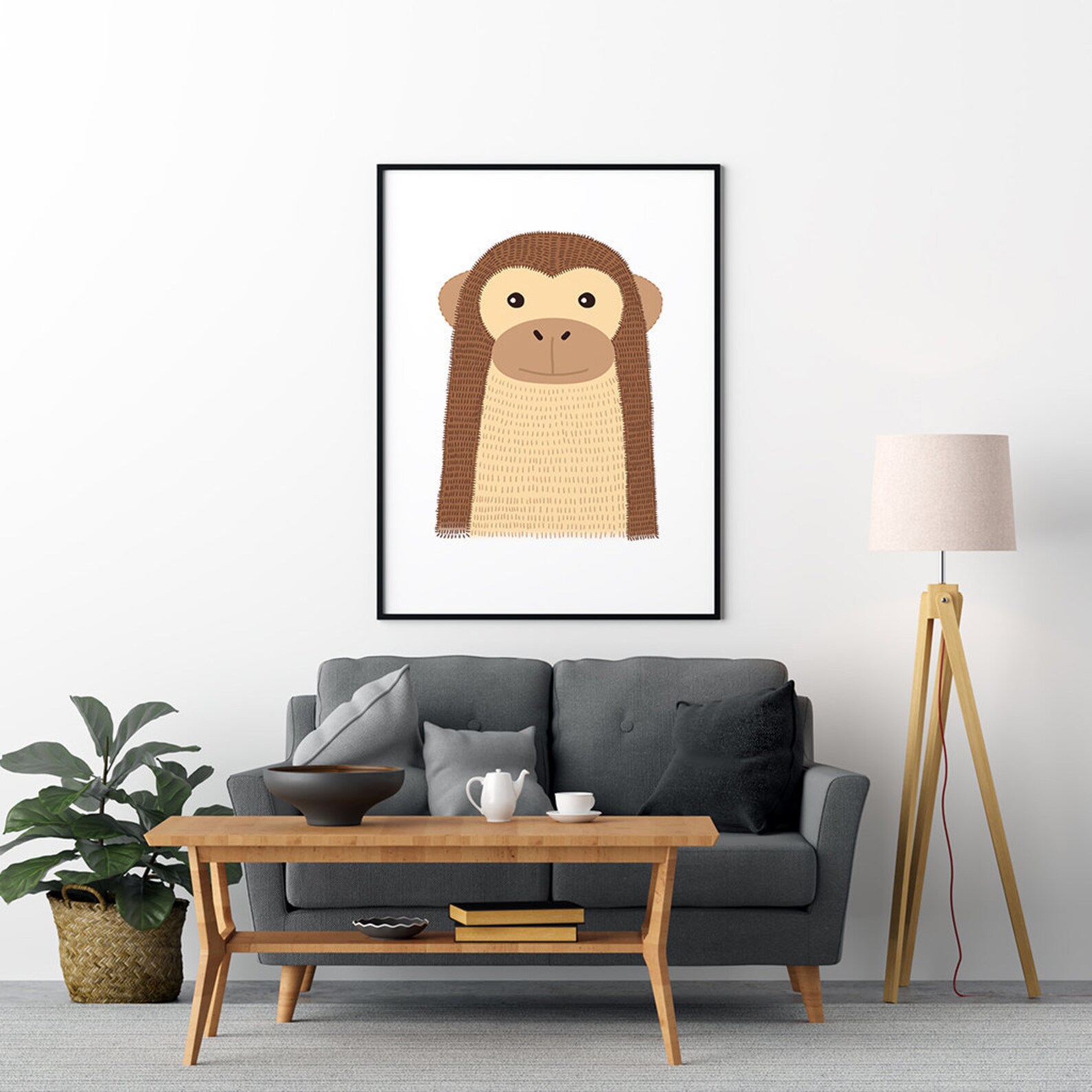 Chimpanzee Print Cute Animals Posters Jungle Animal Nursery | Etsy