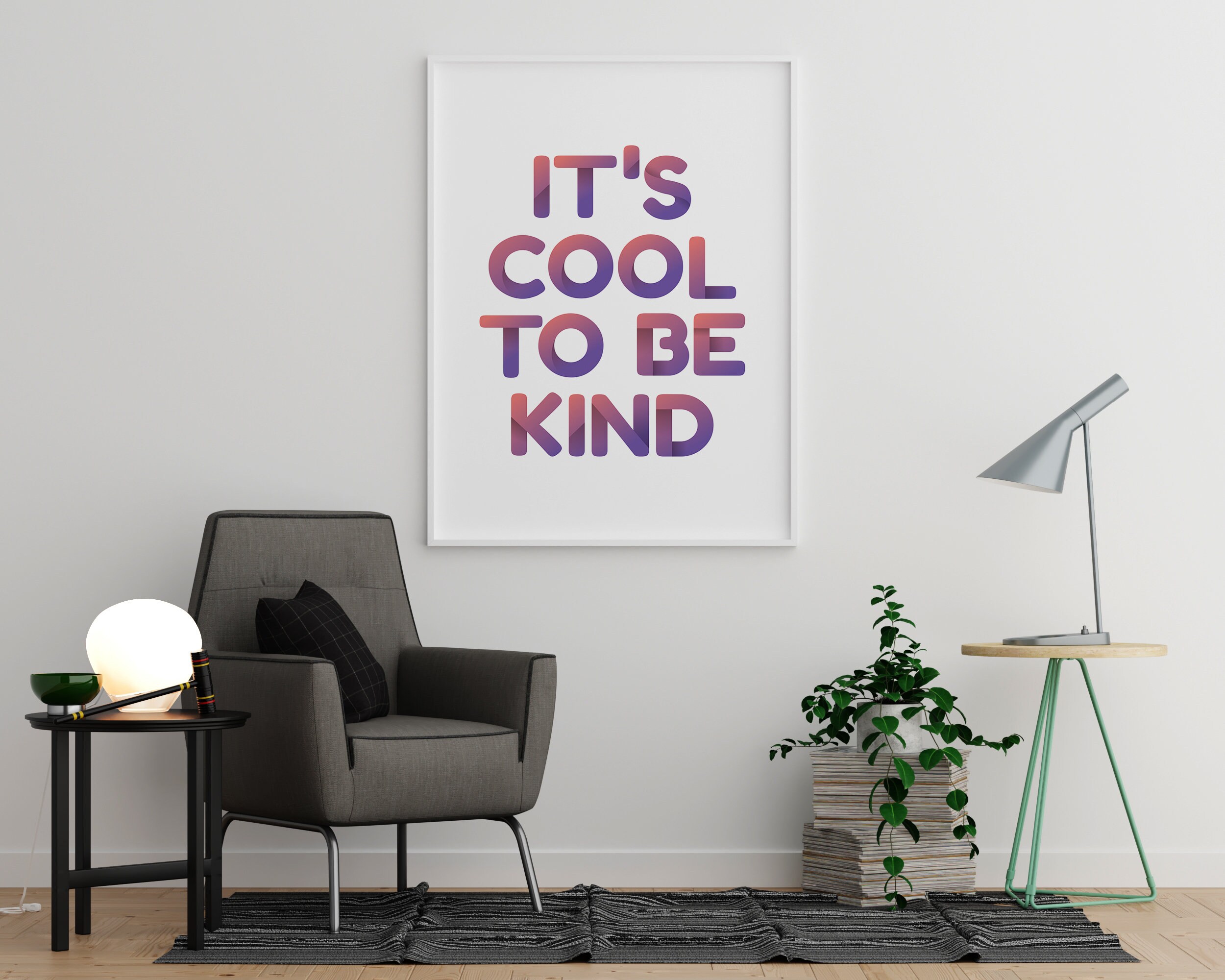 Its Cool to Be Kind Poster Quote Wall Art Minimalist | Etsy