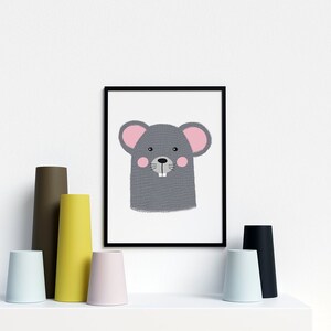 Animal Nursery Print, Cute Mouse Poster, Kids Room Decor, Gender ...