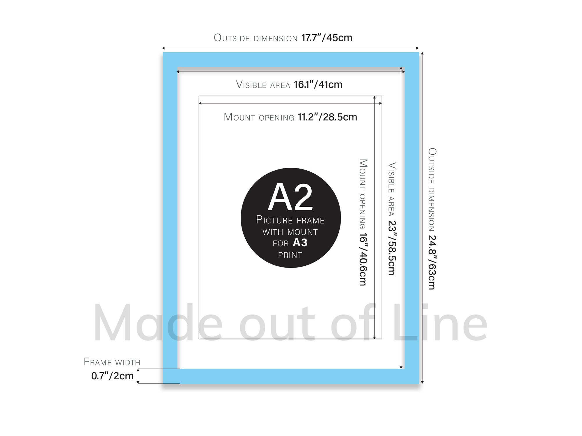 Light Blue Photo Frame A5 A4 A3 A2 Light Blue Picture | Etsy