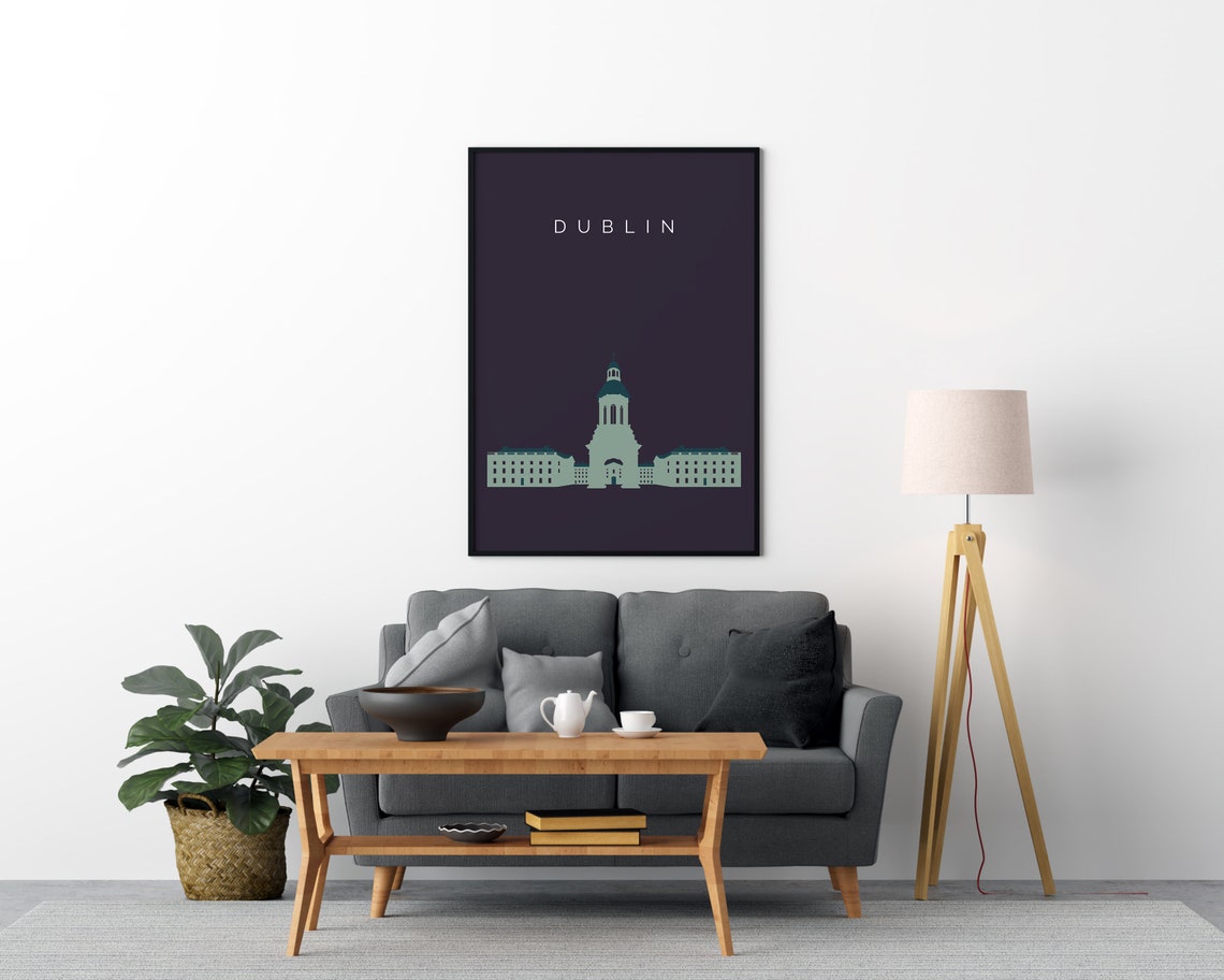 Dublin Retro Travel Posters Trinity College City Prints | Etsy