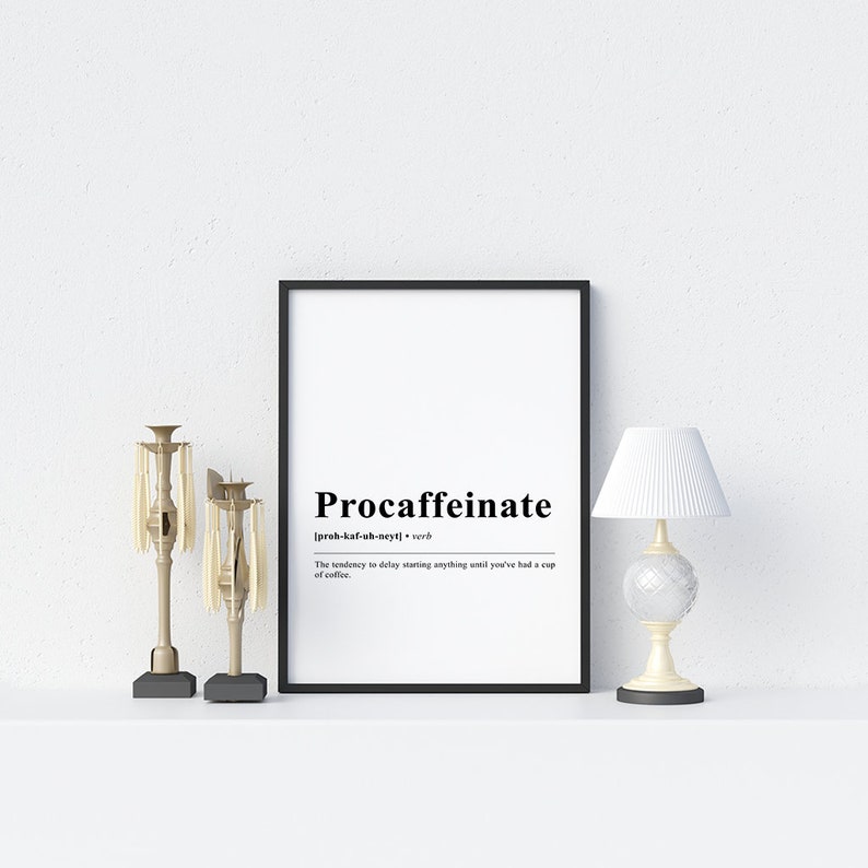 Procaffeinate Funny Definition Art Typography Wall Art Home | Etsy
