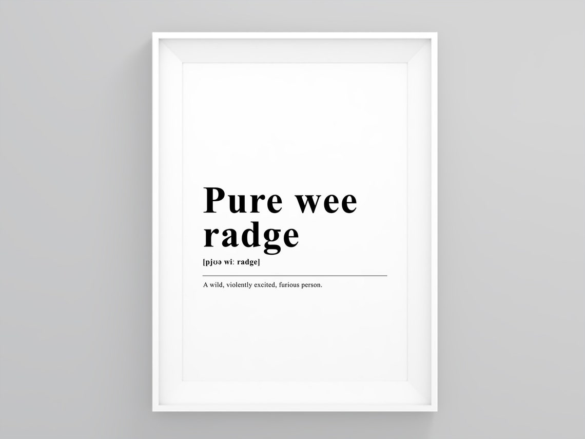 Pure Wee Radge Dictionary Art Print Home Wall Art Modern - Etsy