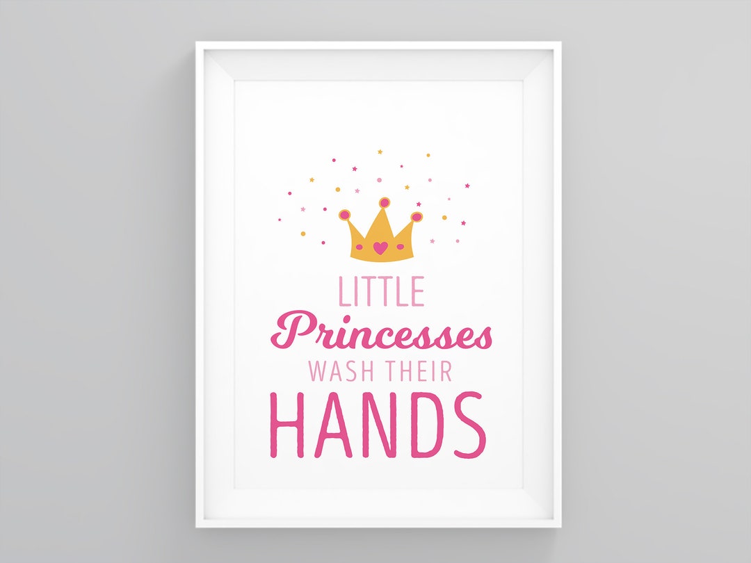 Little Princess Wash Their Hands, Washroom Funny Print, Bathroom Wall ...