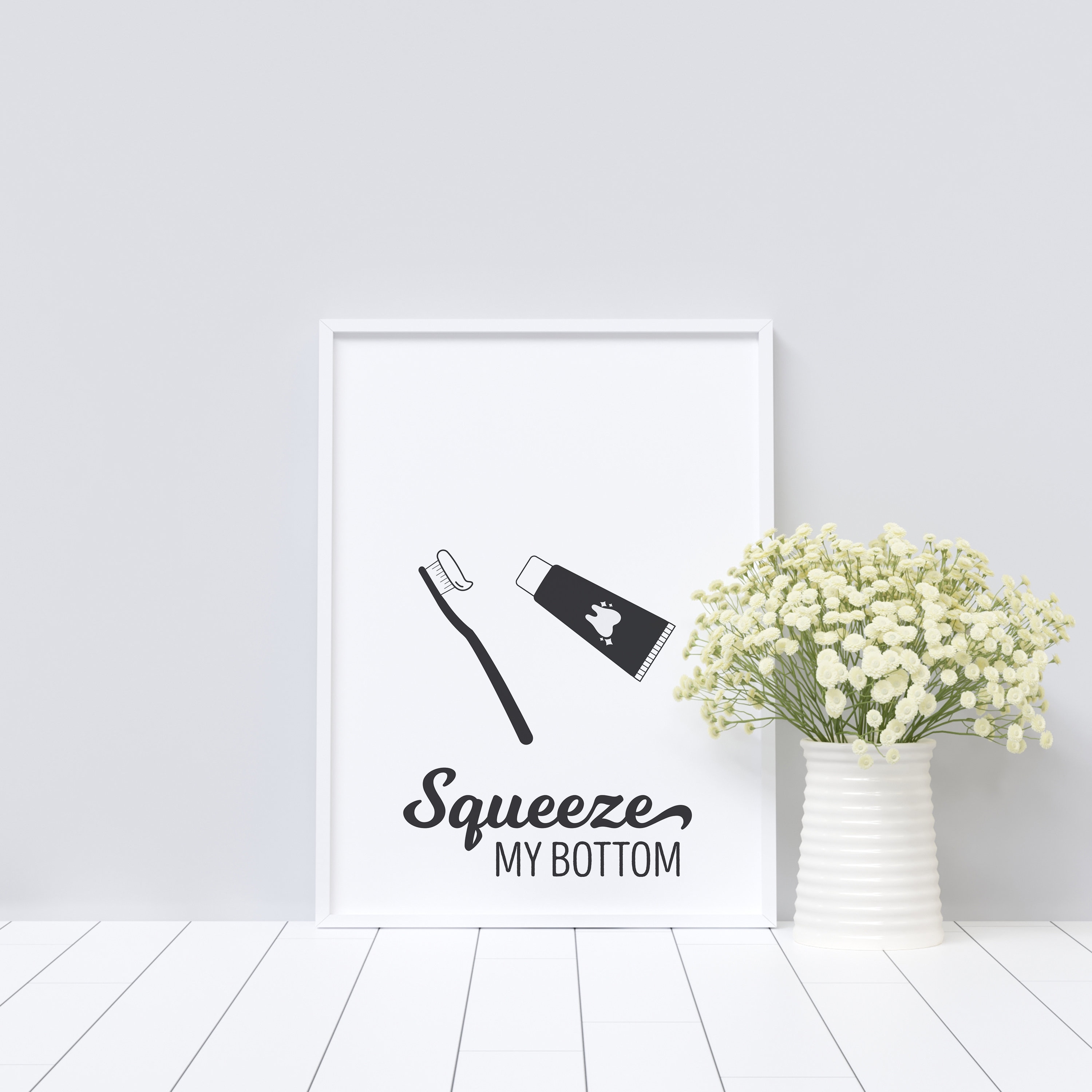 Squeeze My Bottom, Humour Bathroom Art, Washroom Funny Print, Bathroom ...