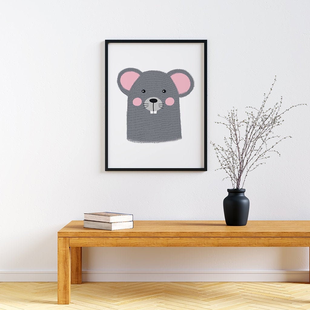 Animal Nursery Print Cute Mouse Poster Kids Room Decor - Etsy