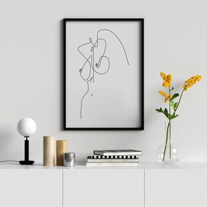 Female Form Line Drawing Wall Art, Large Poster, Framed Scandi Art ...