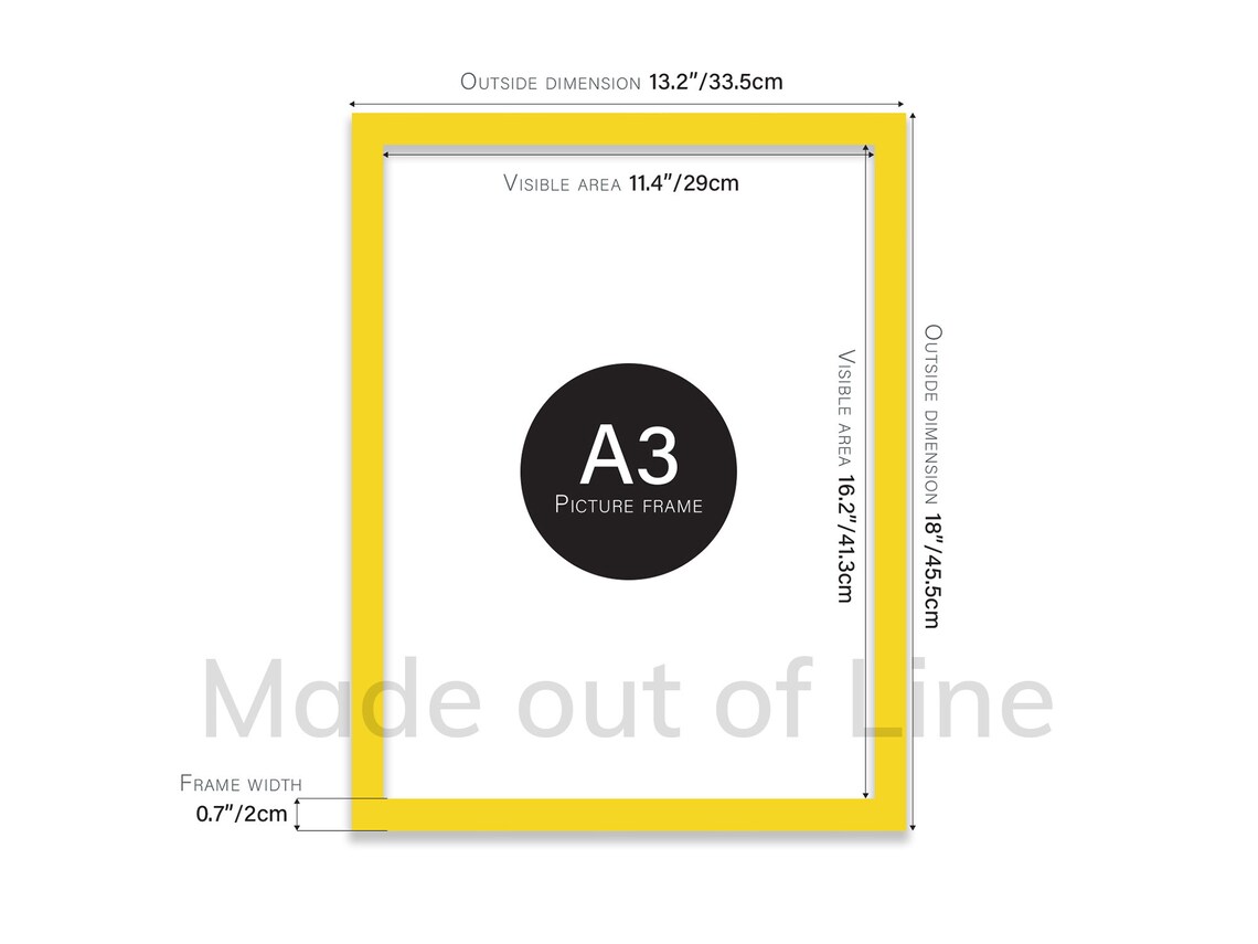 A3 Yellow Picture Frame, A3 Poster Frame, Photo Frame Yellow A3 Size ...