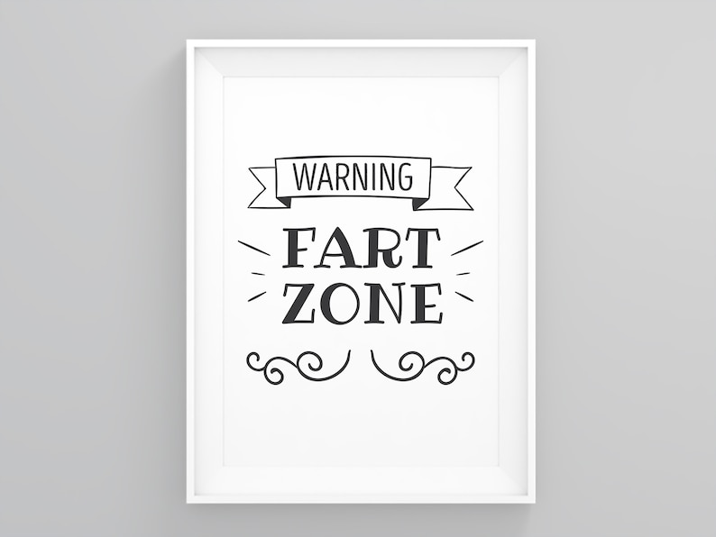 Warning Fart Zone Modern Bathroom Art Bathroom Print Decor - Etsy