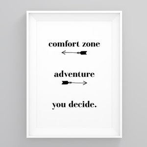 Comfort Zone Adventure You Decide, Traveller Wall Art, Travel Gift ...