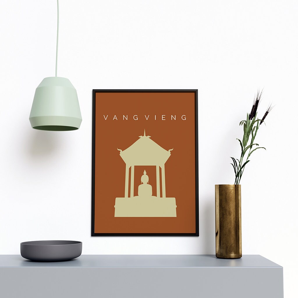 Vang Vieng Travel Poster Wat Kang Travel Print Vang Vieng | Etsy