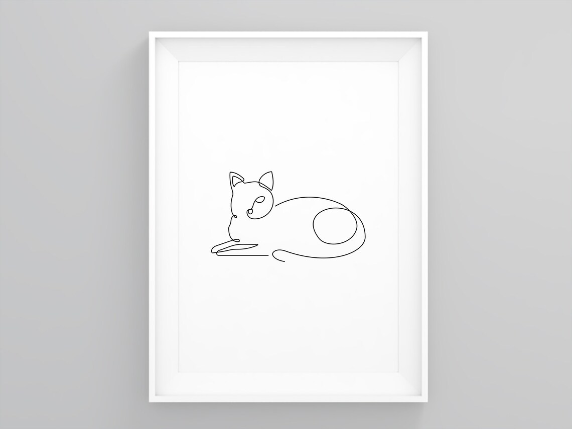 Cat Laying Down Line Drawing Print Abstract Drawing Print - Etsy