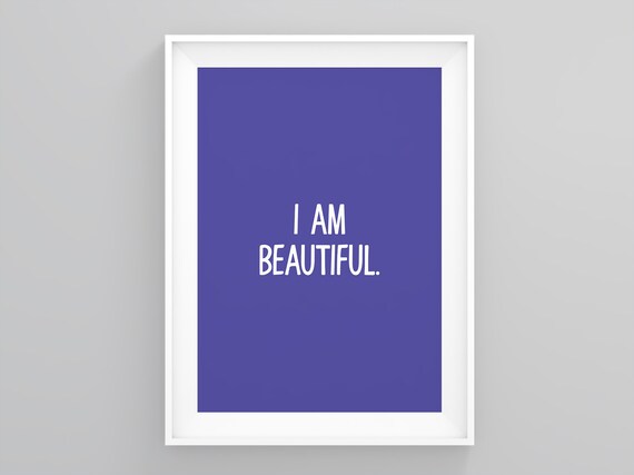 I Am Beautiful Gifts for Girls Modern Wall Art Typography | Etsy