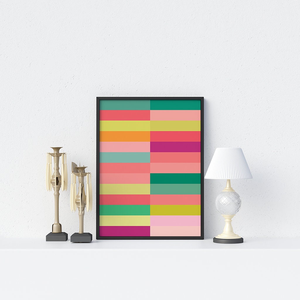 Pastel Color Bars Minimalist Poster Mid Century Print - Etsy
