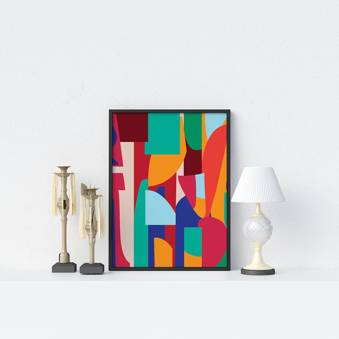 Coloured Irregular Shapes Wall Art Abstract Colourful - Etsy