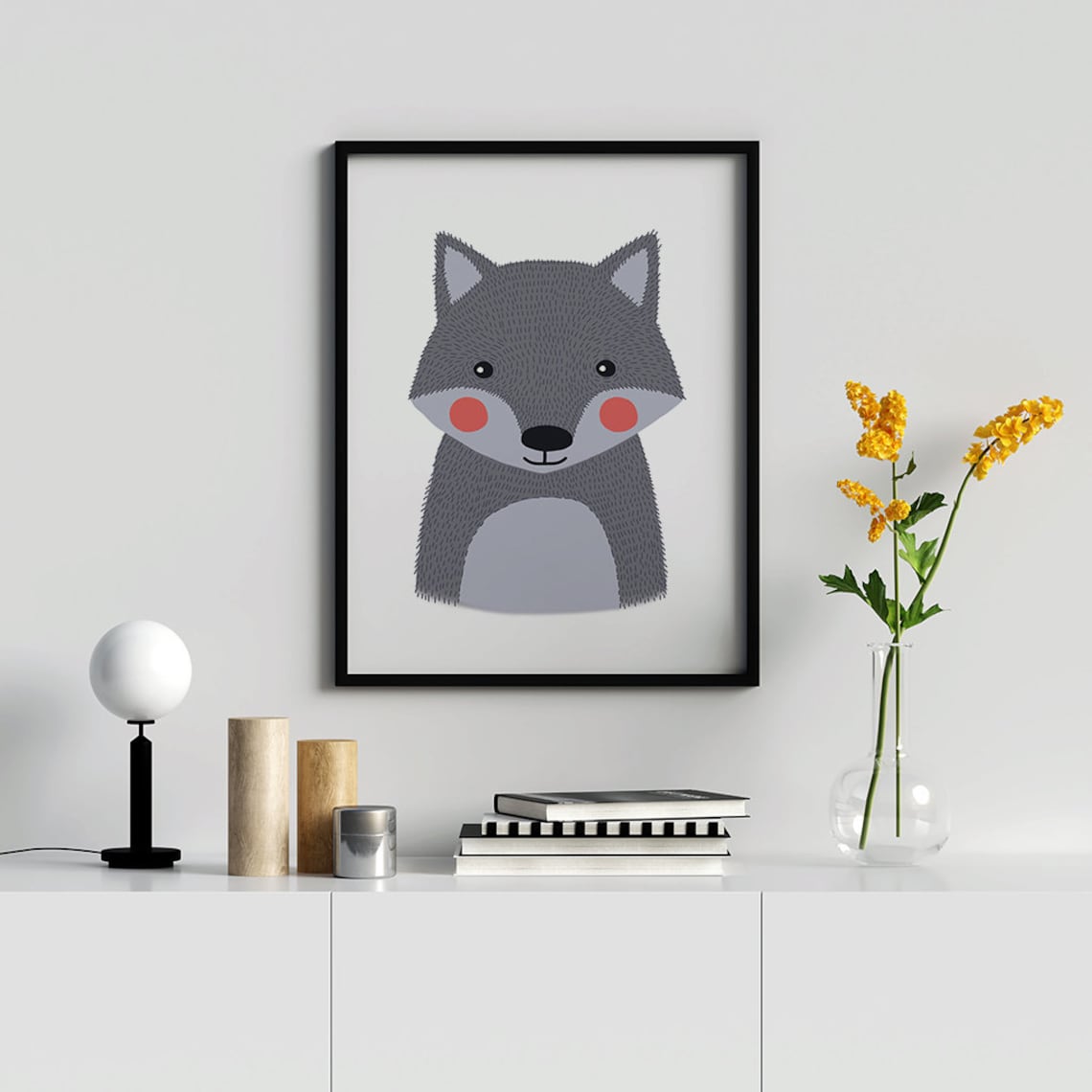 Wolf Cub Print Woodland Animals Art Nursery Prints Kids | Etsy
