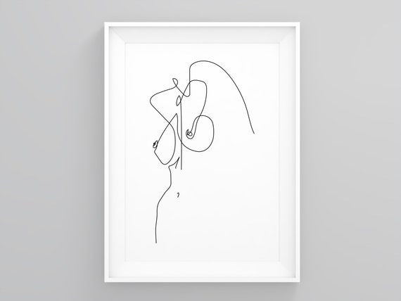Female Form Line Drawing Wall Art Large Poster Framed Scandi | Etsy