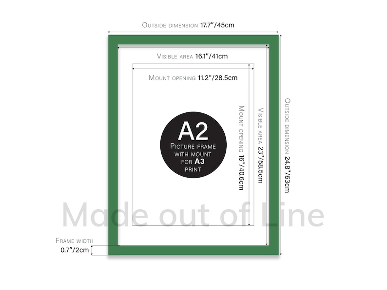 Green Picture Frame A2 A3 A4 A5 Modern Frame Art Thin | Etsy UK