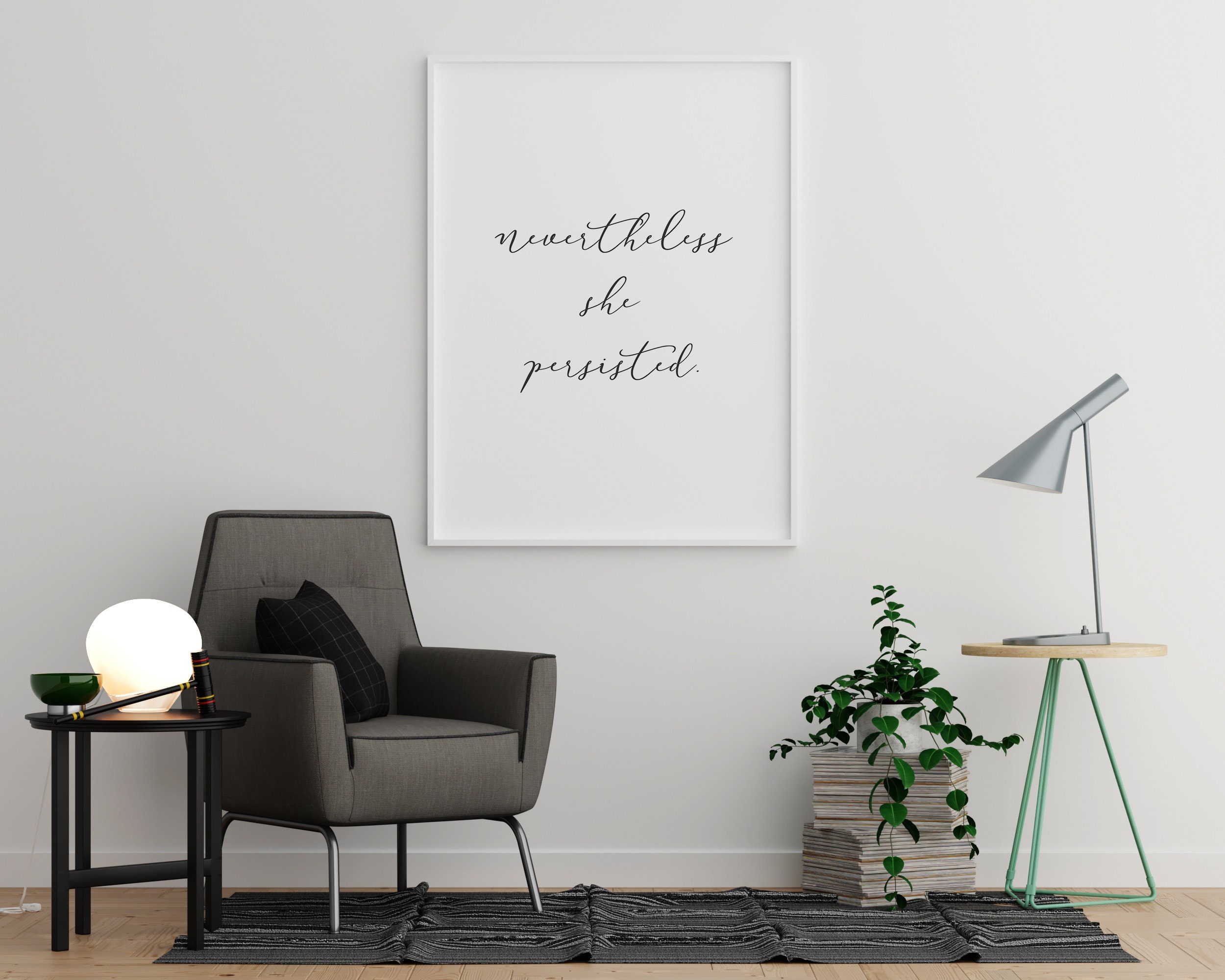 Never the Less She Persisted Girly Print Feminist Gift - Etsy