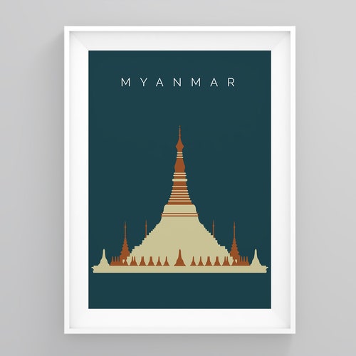 Myanmar Bagan Vintage Travel Poster - Etsy