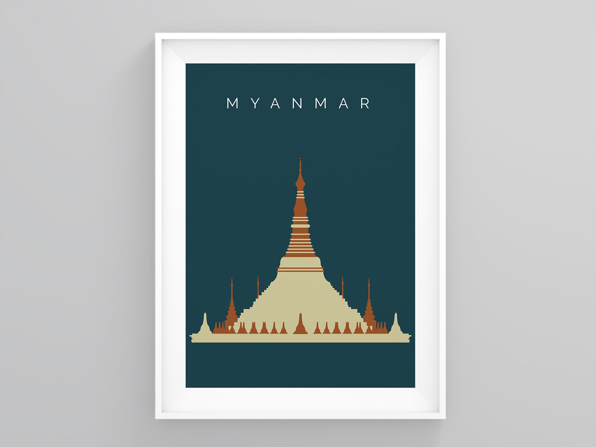 Myanmar Travel Poster Shwedagon Pagoda Myanmar Vintage Travel | Etsy