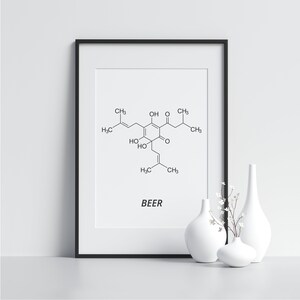 Beer Molecule Print, Geek Art, Chemistry Art, Science Wall Decor, Quote ...