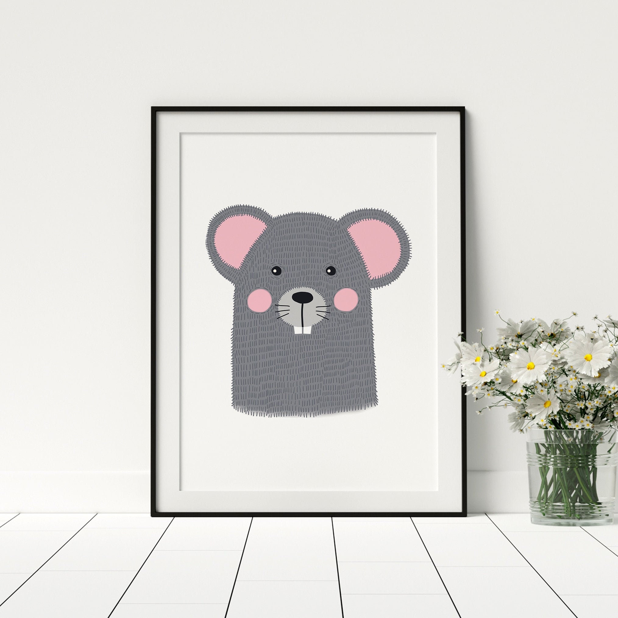 Animal Nursery Print Cute Mouse Poster Kids Room Decor - Etsy