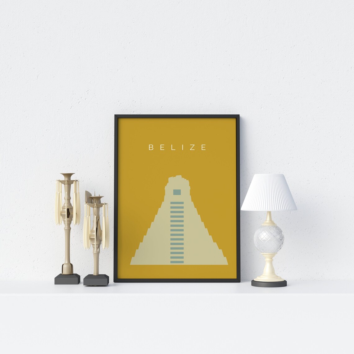Belize Vintage Travel Posters, Maya Ruins Travel Print, Belize Land ...