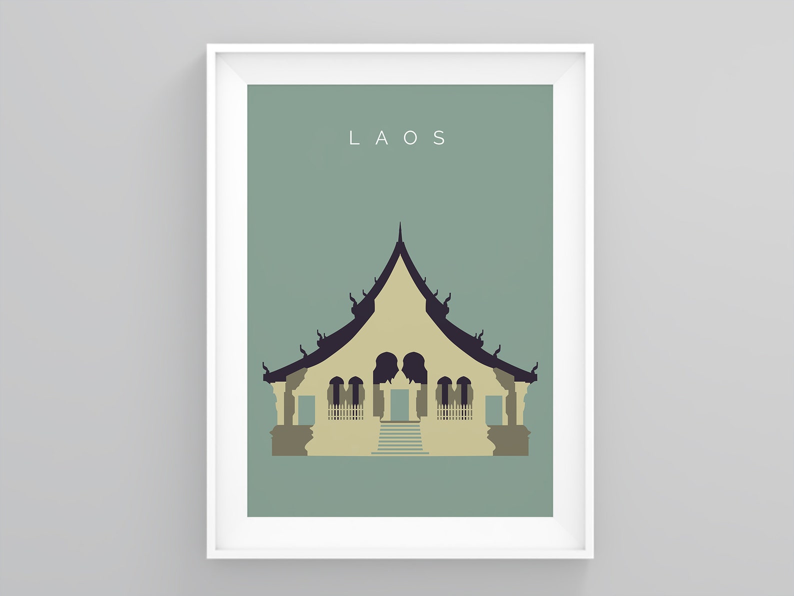 Laos Vintage Travel Posters Town of Luang Prabang Laos Art | Etsy