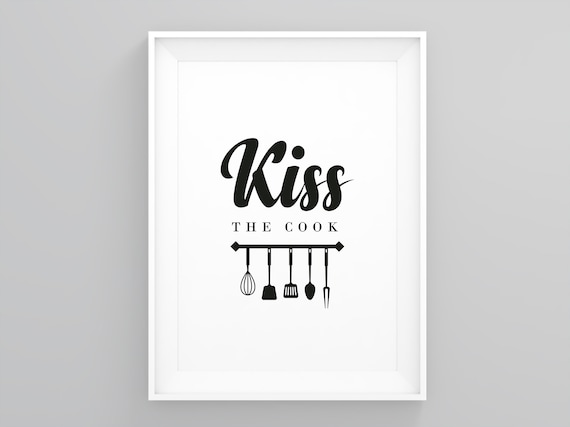 Kiss the Cook Dining Room Wall Art Kitchen Prints Dining | Etsy