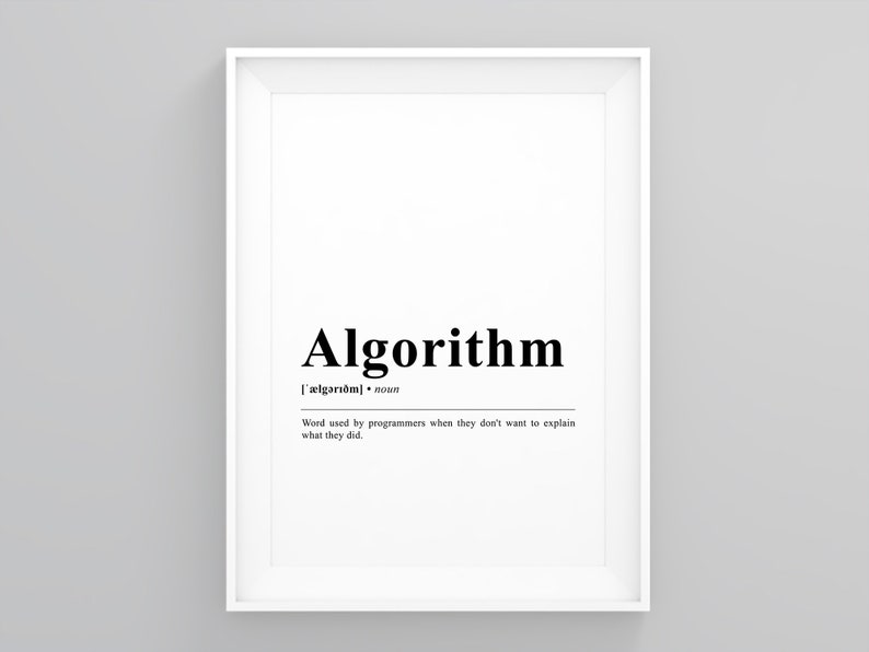 Algorithm Dictionary Print Minimalist Wall Art Framed | Etsy