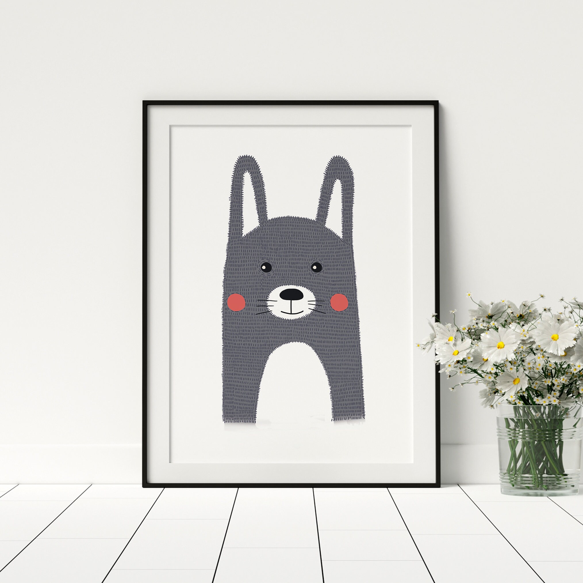 Woodland Hare Print Rabbit Poster Playroom Print Boys | Etsy
