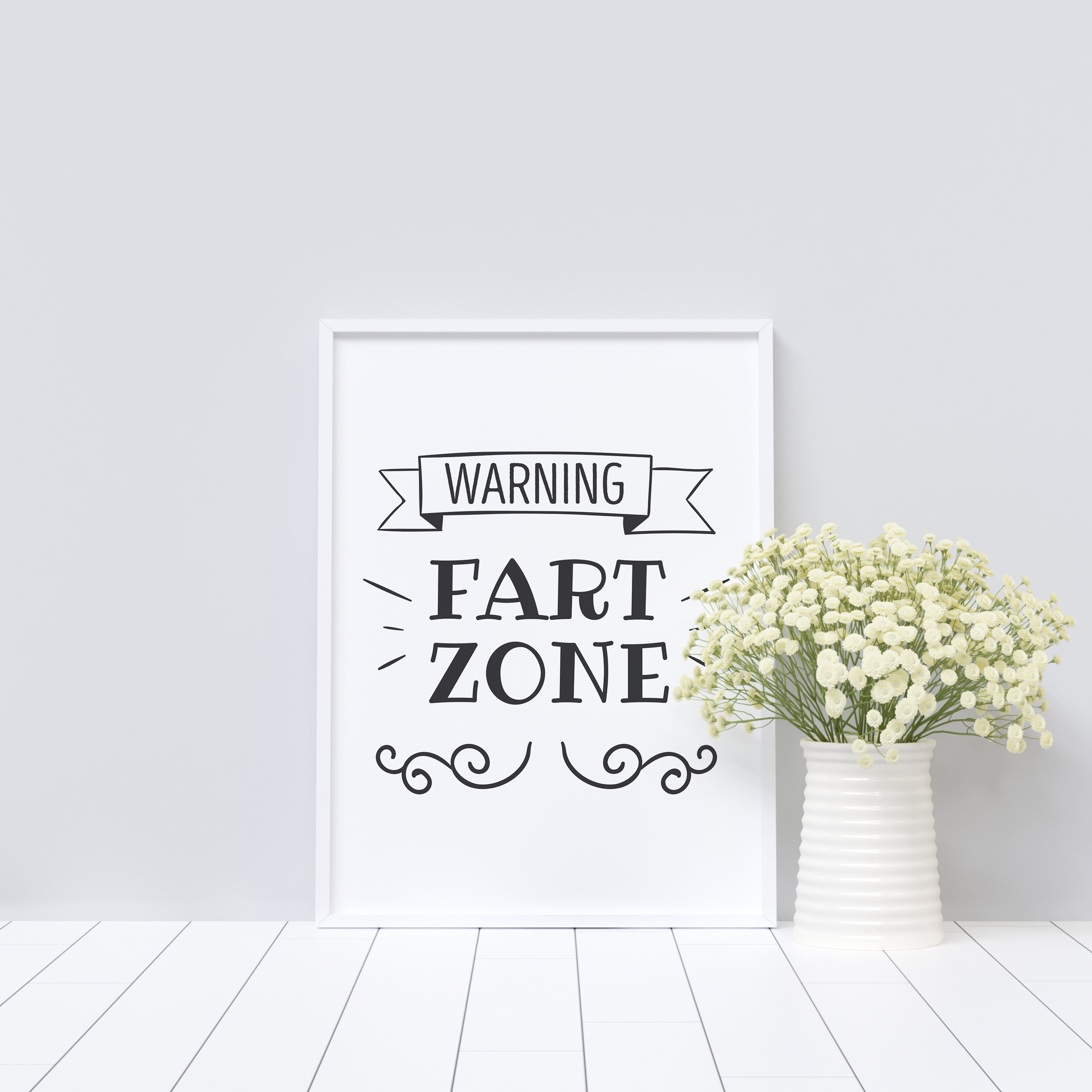 Warning Fart Zone Modern Bathroom Art Bathroom Print Decor | Etsy