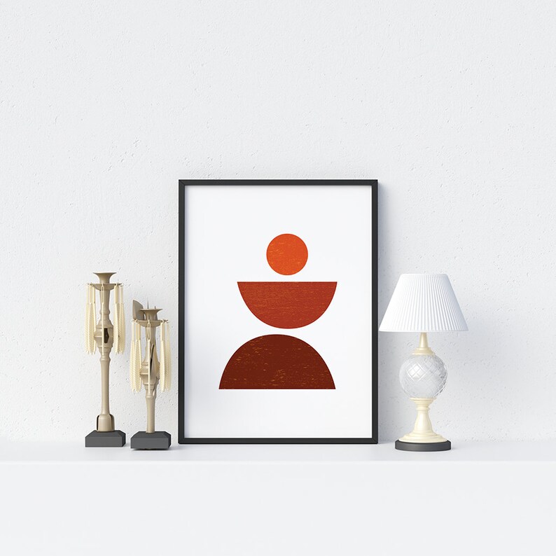 Red Half Circles, Monochrome Room Art, Scandi Prints, Simple Prints ...