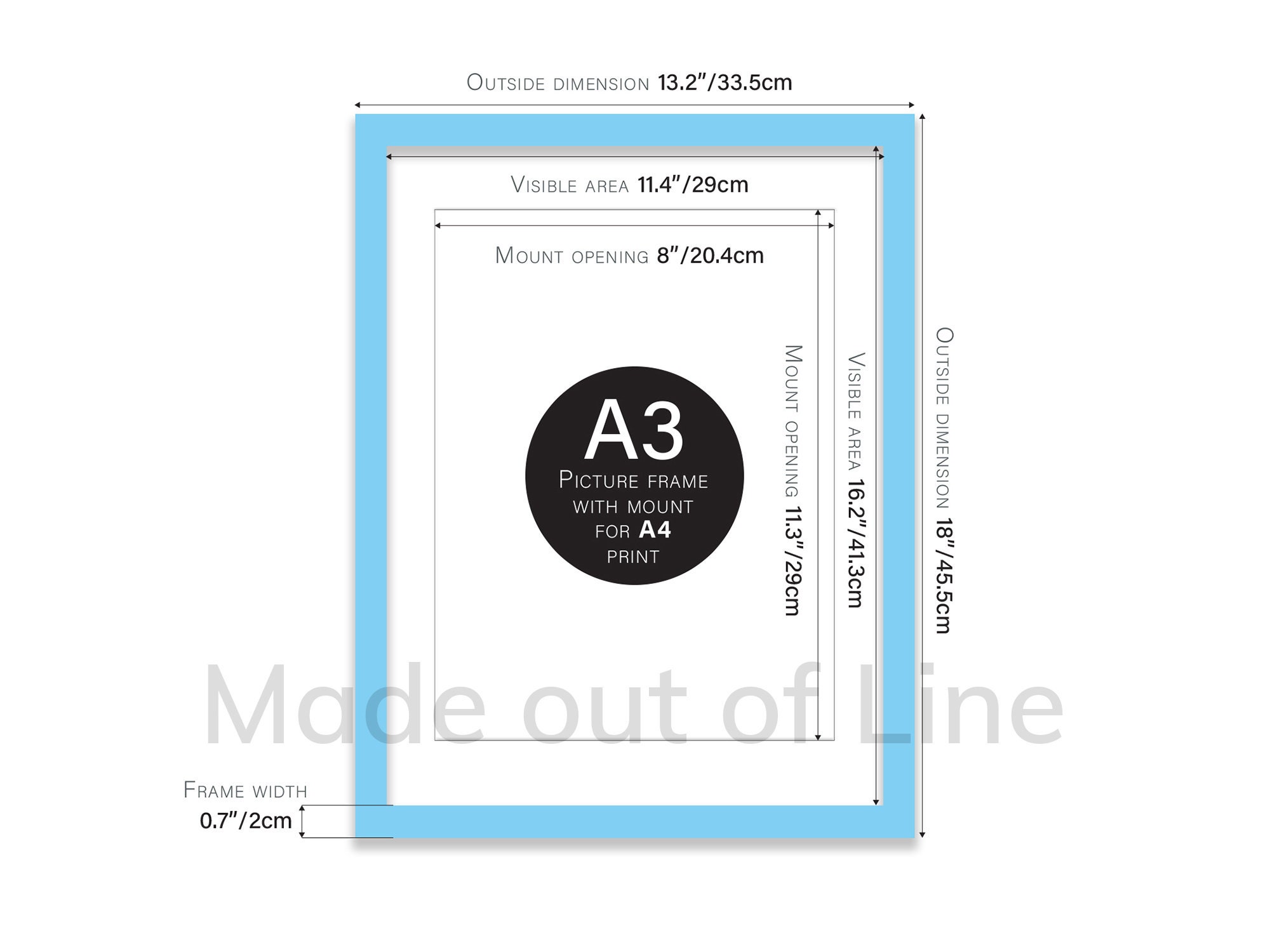 Light Blue Photo Frame A5 A4 A3 A2 Light Blue Picture - Etsy UK